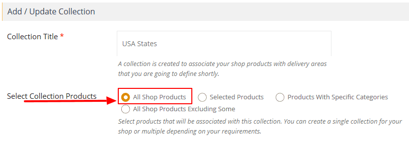 Create Collection For All Products - WooCommerce Delivery Area Pro