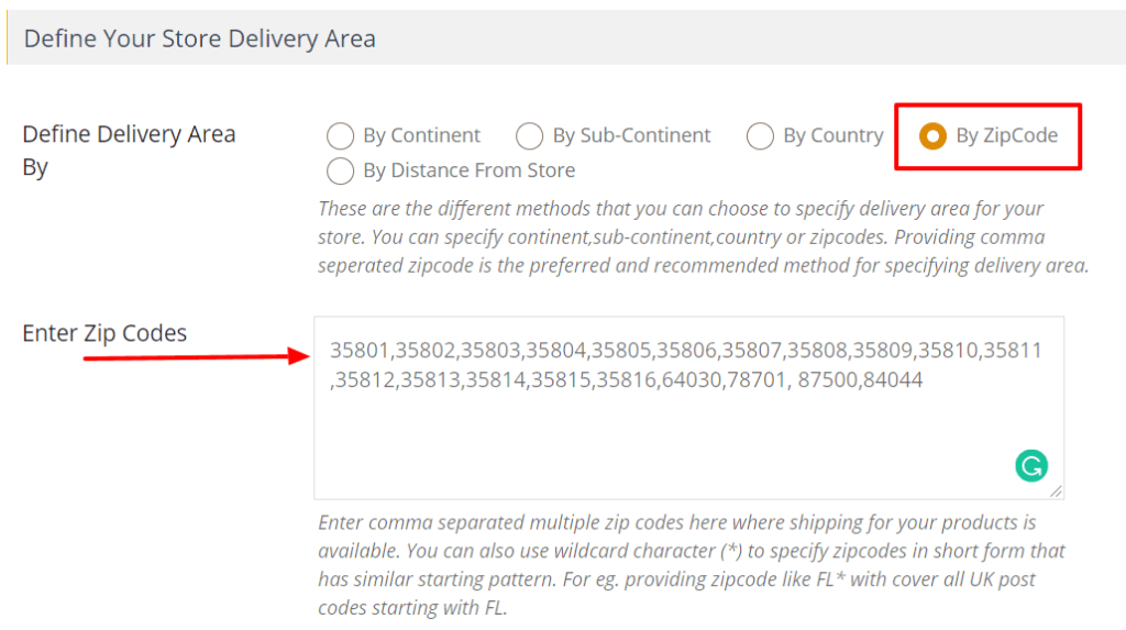 Create collection using specific zipcodes for specific products - WooCommerce Delivery Area Pro